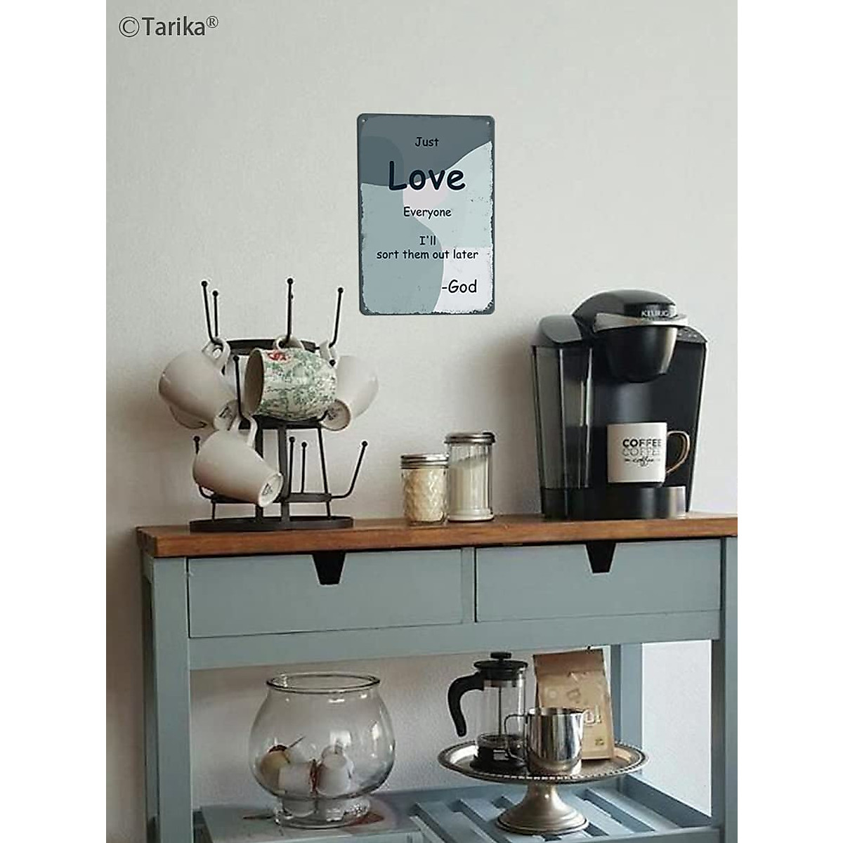 Just Love Everyone I'll Sort Them Out Later God 8X12 Inch Retro Look Tin Decoration Painting Sign for Home Kitchen Bathroom Farm Garden Garage Inspirational Quotes Wall Decor