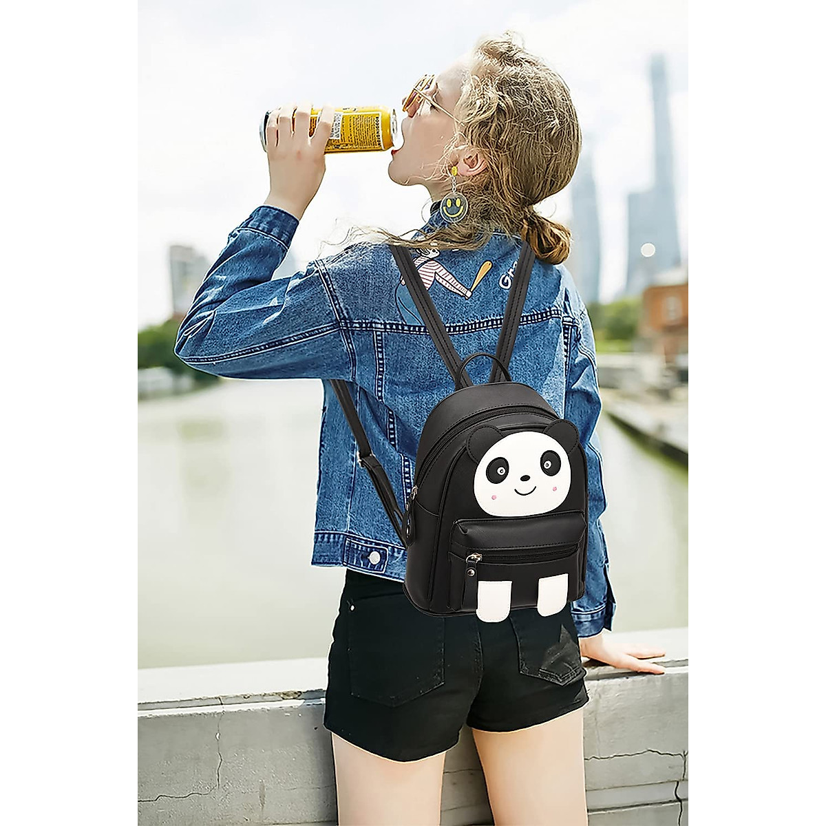 MOKANEY Panda Backpack Purse for Teen Girls Women Cute Animal Panda Mini Bag Leather Backpacks for School