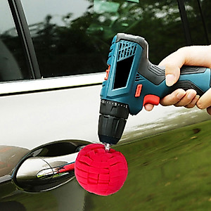 Linkstyle 6PCS Car Wheel Hub Drill Buffing Sponge Pads Kit, 3 inch Shank Polishing Pads for Wheel Hub Cleaning, Auto Cone Metal Polish Buffing Polishing Ball