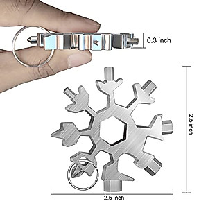 OOYCYOO 2 Pack Snowflake 18-in-1 Multi Tool, Christmas Stocking Stuffers for Men Women,Stainless Steel Snowflake Key Chain Tool Flat Phillips Screwdriver Kit,Great Christmas gift (Black,Silver)