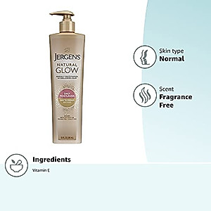 Jergens Natural Glow 3-Day Self Tanner for Fair to Medium Skin Tone, Sunless Tanning Daily Moisturizer, for Streak-free and Natural-Looking Color, 10 Ounce