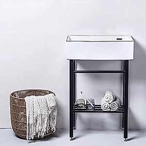 Commercial Sink,Wall Hanging,With Storage Shelve Laundry Tub,Large Single Bowl Sink,1 Compartment Kitchen Sink,For Business Restaurant, Cafe, Bar, Hotel, Garage, Laundry Room, Outdoor ( Size : 50*37*8