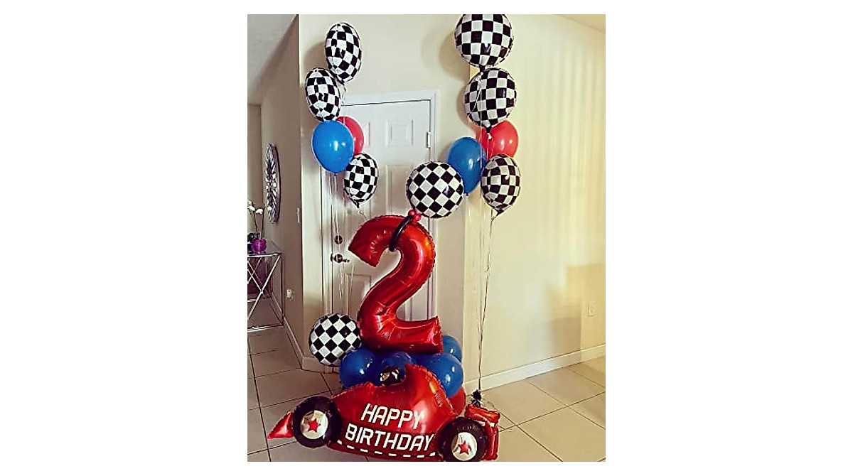 12 Pack Checkered Balloons for Racing Theme Parties
