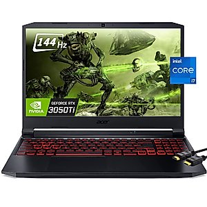acer Nitro 5 15.6'' 144Hz Gaming Laptop, 11th Intel 8-Core i7-11800H(Beat Ryzen 7 5800H), Nvidia GeForce RTX 3050 Ti 4GB GDDR6, Backlit KB, Windows 11 Home(32GB|1TB SSD), Black