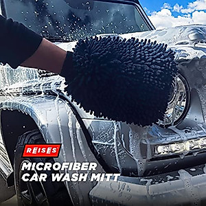 Reises Car Wash Mitt 2 Pack – Car Wash Sponge - Microfiber Wash Mitts for Car Washing - Scratch Free, Highly Absorbent Wash Mitt - Extra Large (Black)