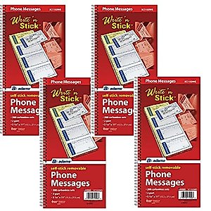 TOPS Adams Write 'N Stick Spiral Message Pad, 200 Carbonless Duplicate Sets Per Pad, 5.25 x 11 Inches, White/Yellow (SC1153WS) 4 PACK
