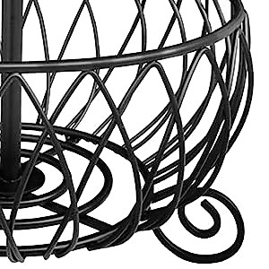TREEZITEK Large Wire Fruit Basket Bowl Stand with Banana Hanger,Fruit Bowl with Banana holder Black