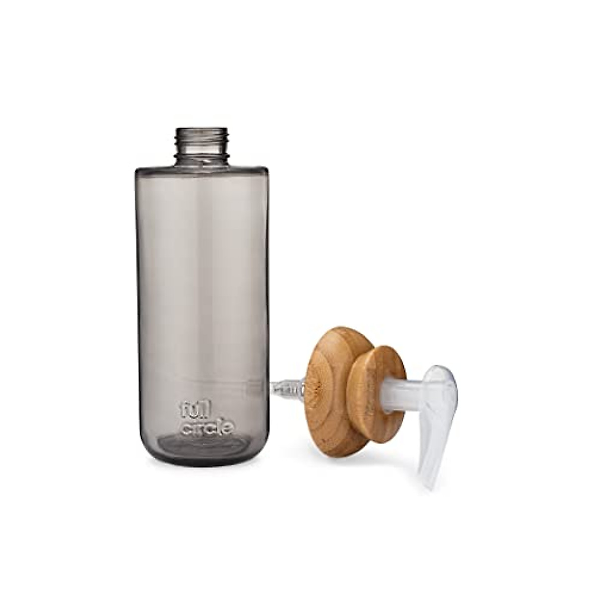 Full Circle Soap Opera Recycled Glass Gel Soap & Lotion Dispenser, Bamboo Lid, 12-Ounce, Gray Tinted