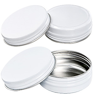 Foraineam 48 Pack 2 oz White Lip Balm Tin Cans - Aluminum Round Cosmetic Sample Containers with Screw Lid - Metal Empty Tins Storage Travel Tin Jars