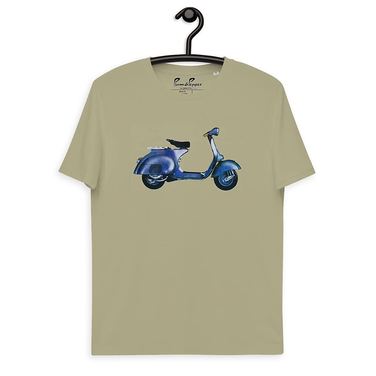 Vintage Vespa Mens Fitted Organic Cotton T-Shirt Sage