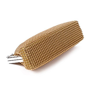 Damara Womens Dimple Mesh Crystals Mini Clutch Evening Bag, Black