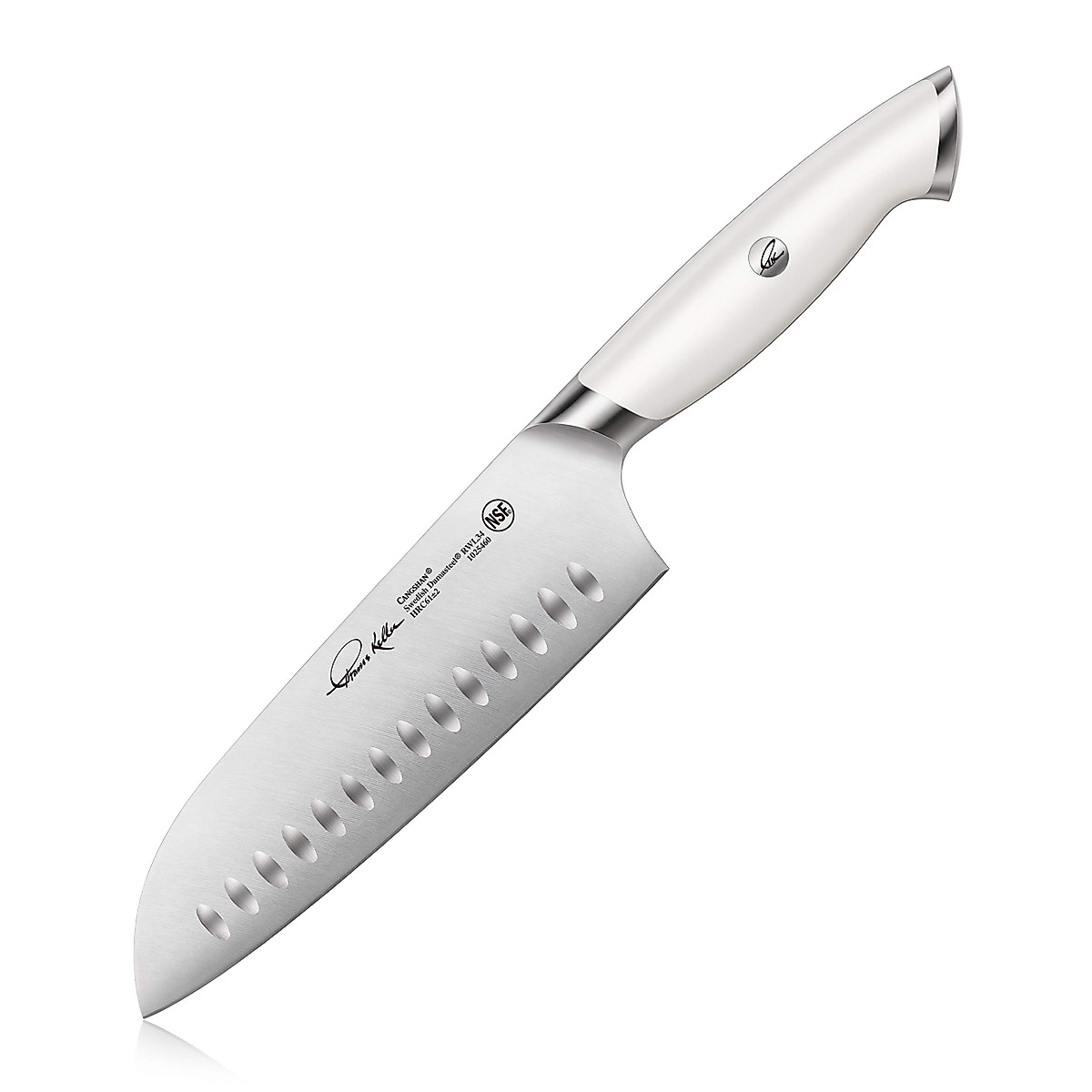Cangshan Thomas Keller Signature Collection Swedish Powder Steel Forged, 7-Inch Santoku Knife, White