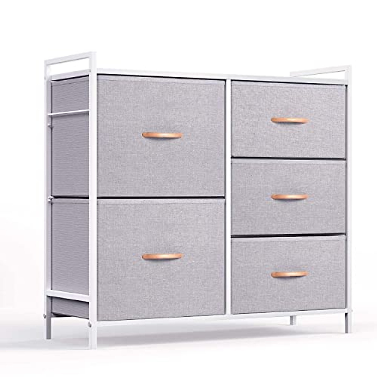 ROMOON Dresser Organizer with 5 Drawers, Fabric Dresser Tower for Bedroom, Hallway, Entryway, Closets - Gray