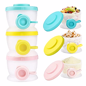 Zooawa Baby Formula Dispenser, Non-Spill Stackable Milk Powder Formula Container Christmas Formula Holder Snack Fruit Biscuits Storage for Travel, On-The-Go, BPA Free, 3 Compartments