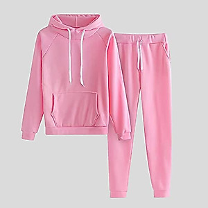 My Orders Placed Recently By Me Womens 2 Piece Outfits Hooded Sweatsuit Fall Oversized Sweatshirt Lounge Pants Sets Comfy Drawstring Tracksuit Pja Set Pink Sweatshirt