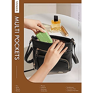 Vangue Crossbody Purses for Women Multi Pockets Vegan Leather Women's Shoulder Handbags with Adjustable Strap (Black)