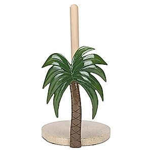 Elanze Designs Palm Tree 12 inch Resin and Wood Paper Towel Holder