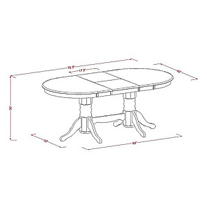 East West Furniture VADO7-LWH-W 7Pc Dinette Set Includes a 59/76.4 Inch Oval Dining Table with Butterfly Leaf and 6 Wood Seat Kitchen Chairs, Linen White Finish