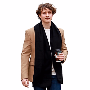 FULLRON Men Winter Scarf Long Warm Black Cashmere Feel Scarves