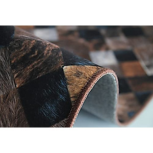 Faux Cowhide Contemporary Area Rug 6x9 Patchwork Heirloom Frescoes Polyester Rug with Cotton-Canvas Backing