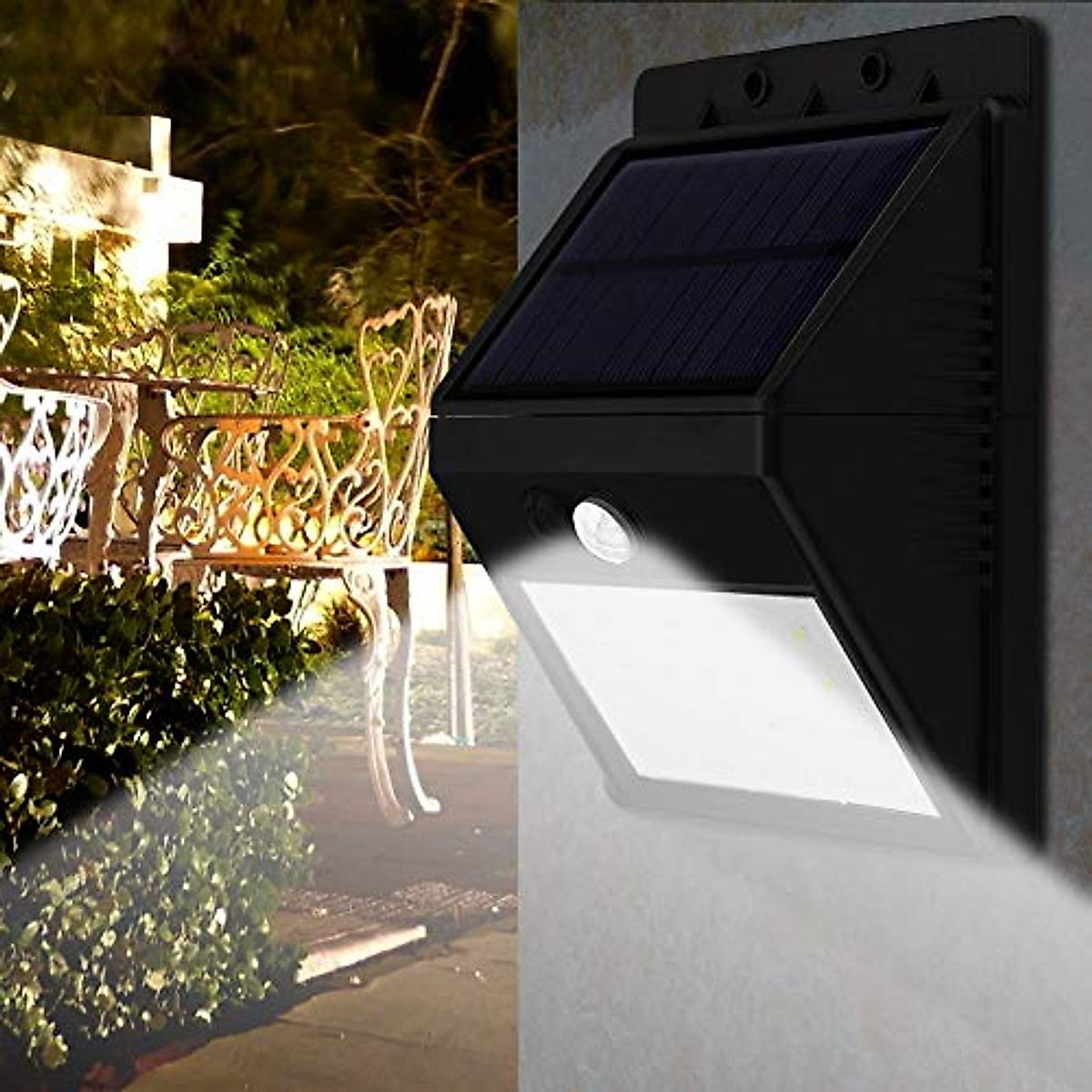 Zerone Solar Powered Light, 28 LED Solar Sensor Light Garden Light Wall Light Turns on Automatically 3 Modes for Home Garden