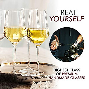 ELIXIR GLASSWARE Crystal Wine Glasses – Hand Blown Red & White Wine Glasses – Set of 4 Long Stem Wine Glasses, Premium Crystal – Wedding, Anniversary, Christmas – 13 oz, Clear
