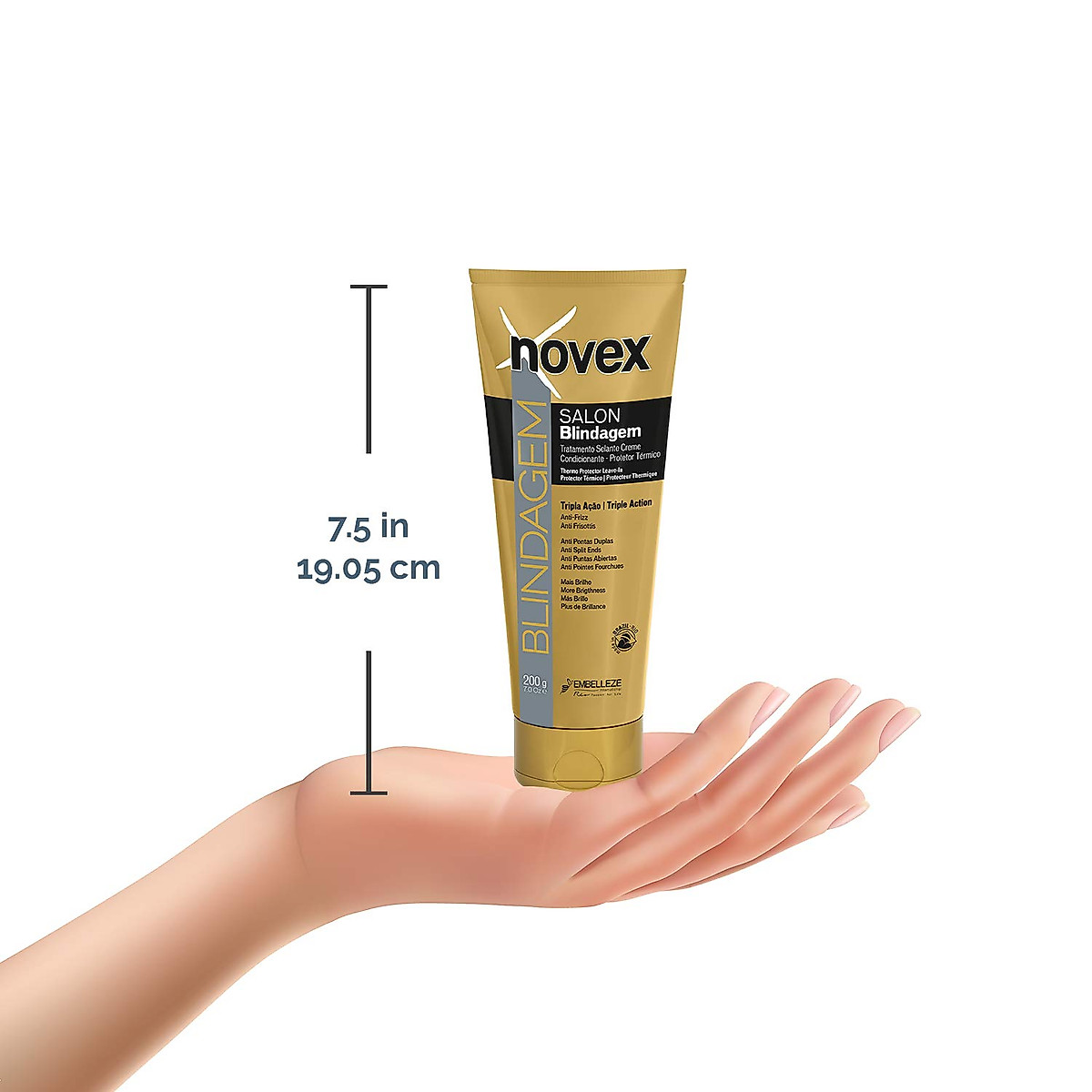 NOVEX Blindagem Thermal Protector Leave In - Heat Protectant - Smoothes the Hair by Controlling Excessive Frizz- Reconstructs the Hair Fiber - Long Lasting Effect – (200g/7.0oz)