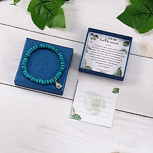 Haoze Farewell Going Away Gifts for Coworker Friends, Ladybug Coworker Leaving Gifts Retriement Gifts for Women Good Luck Bracelet New Job Moving Away Goodbye Farewell Gift for Women Men(Turquoise)