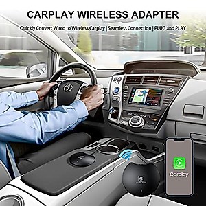 Auformer CarPlay Wireless Adapter, 2023 Newest Wireless CarPlay Adapter for iPhone, Apple CarPlay Wireless Dongle for All OEM Wired CarPlay Cars, 5.8GHz WiFi Plug & Play No Delay Online Update