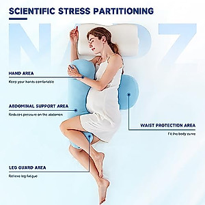 napz Pregnancy Pillows, Maternity Pillow Support for Backs, Hips, Legs, Belly, Pregnancy Must Haves, Soft Body Pillow for Pregnant Women and Baby with Detachable and Adjustable Pillow Cover (Blue)