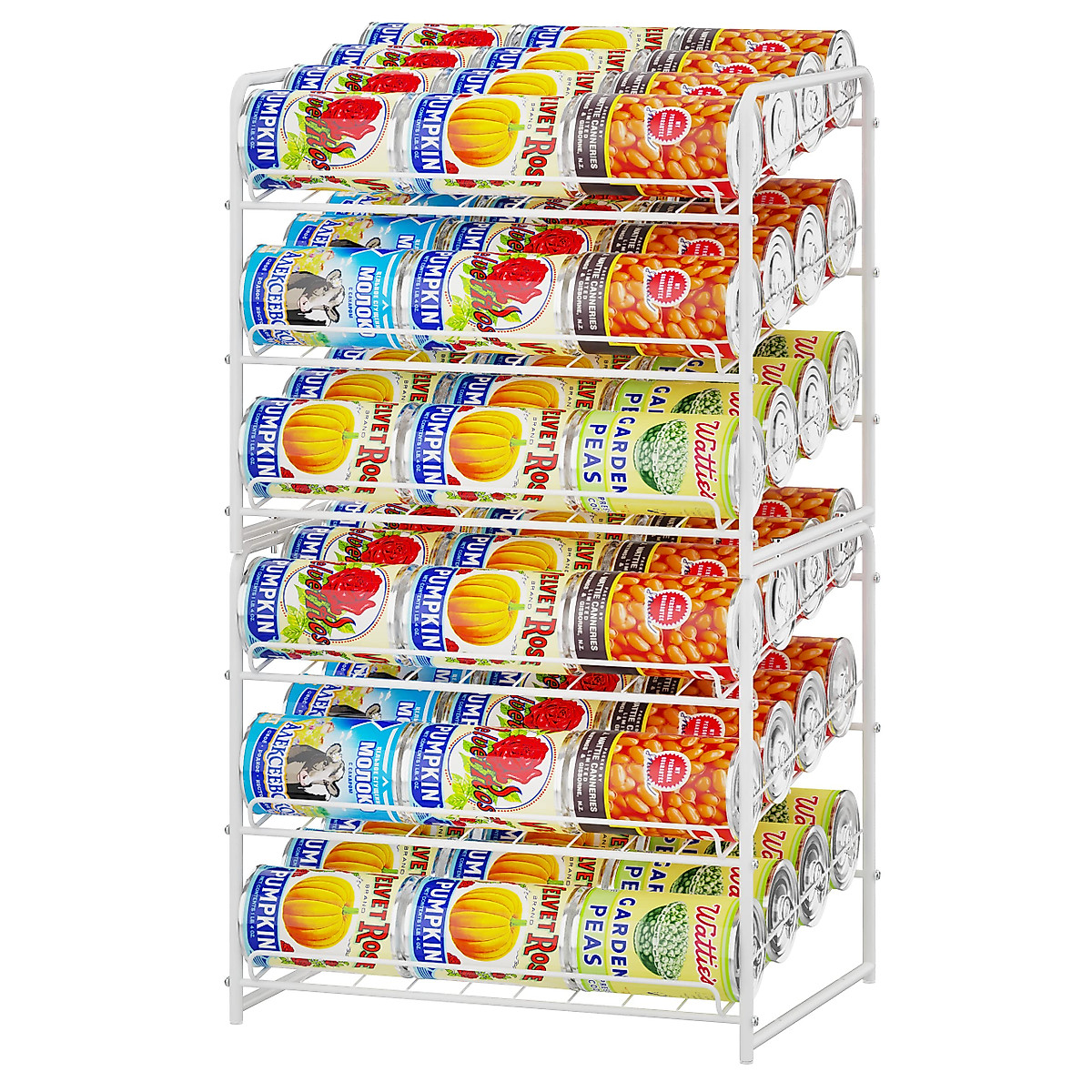Simple Trending Can Rack Organizer, Stackable Can Storage Dispenser for Kitchen Cabinet or Pantry, White