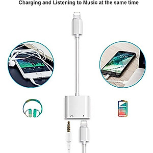 2Pack iPhone Headphone Adapter, 2 in 1 [Apple MFi Certified] Lightning to 3.5mm AUX Audio + Charger Splitter Dongle Headphone Adapter for iPhone 14 13 12 11 XS XR X 8 7 iPad Support All iOS