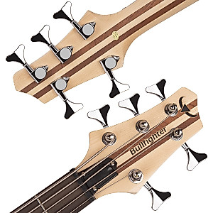 Electric Bass Guitar 4 Strings Full Size P Bass Beginner Kit Black for Starter with Gig Bag, Guitar Strap, and Guitar Cable (4) (5S)