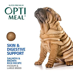 OPtimeal Sensitive Skin and Stomach Dog Food - Proudly Ukrainian - Tasty Dog Food Dry Recipe with Skin & Digestive Support - Medium/Large Adult Dogs (8.8 Pound (Pack of 1), Salmon & Brown Rice)