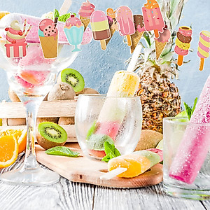 Kisston 5 Pcs Ice Cream Decorations Ice Cream Bar Banner Ice Cream Party Decorations Ice Cream Bar Supplies Garland Ice Cream Sign for Birthday Party, Baby Shower, Summer Holiday, Bachelorette Decor