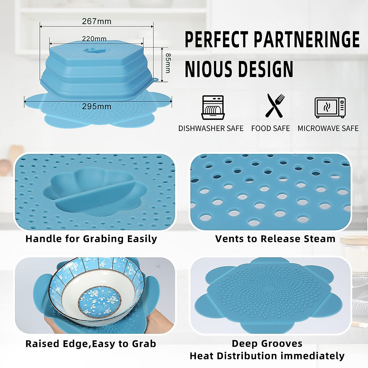 2 in 1, Silicone Microwave Food Cover & Mat - Vented Collapsible Medium Microwave Cover, Splatter Guard Cover Lid, Kitchen Gadget for Food & Meal Prep, Heat-resistant, Dishwasher-Safe, BPA-Free,