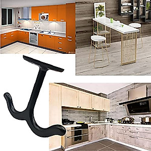 NNNJunhua Zinc Alloy Ceiling Double Hook Cabinet Wardrobe Coat Towel Hat Hook Hooks Under Cabinet Shelf 6 Pieces (Black)