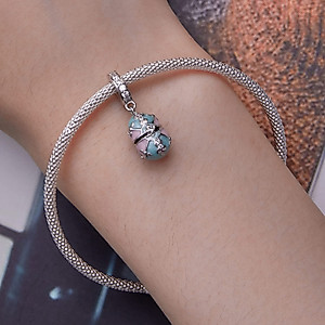 Easter Egg Pendant Charm 925 Sterling Silver Charm Fits For Pandora Bracelet Necklace, BSC779