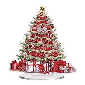Orgone Diamond Painting Christmas Tree Desktop Ornaments Kits for Adults-Diamond Art Acrylic Paint by Numbers,Desktop Christmas Decorations,Christmas Tree DIY Kits for Home Decor Office Decor