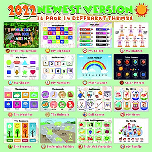 Riosin Busy Book for Preschool Toddlers,Quiet Book with 15 Themes for Ages 3+ Kids Activity Binder, Montessori Toys Autism and Early Sensory Educational Learning Activities Materials