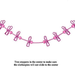 Travel Clothesline, Portable Retractable Clothesline with 12pcs Clothespins for Indoor Laundry Drying, Outdoor Camping Accessories by HAWATOUR, Pink