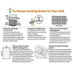 Hisencn Grill Grates Replacement for Charbroil Advantage 463343015, 463344015, 463344116, Kenmore, Advantage Gas2coal Parts 463340516, G467-0002-W1, 16 15/16" Cast Iron Cooking Grids, 3-Pack