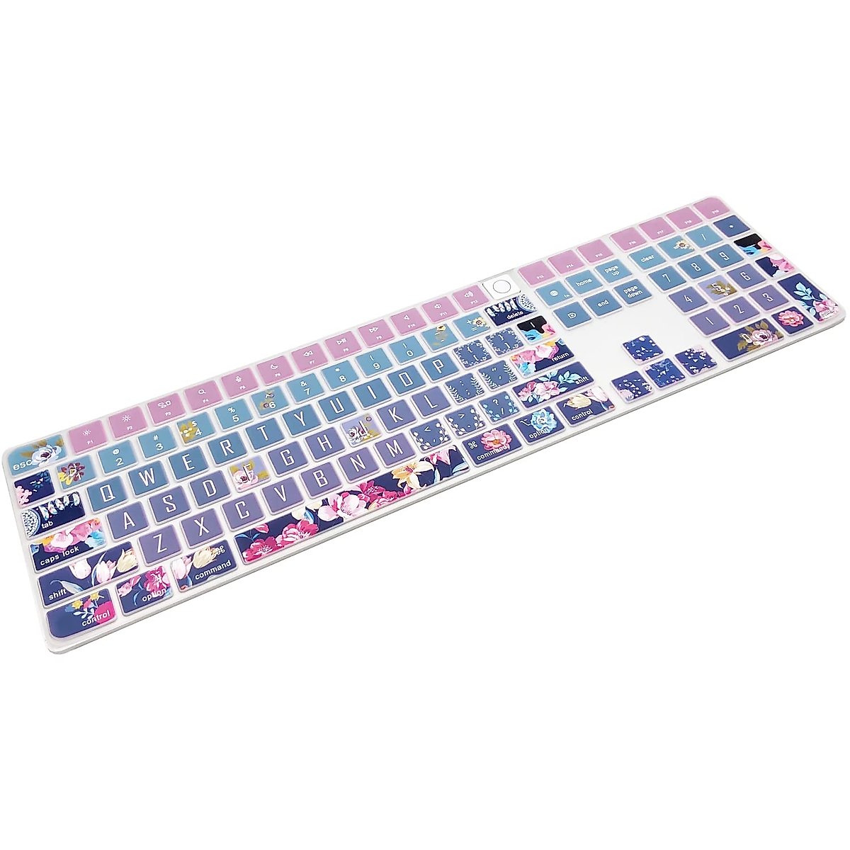 Sanfulin Keyboard Cover Skin for 2021 New Apple iMac Magic Keyboard (Model: A2520) with Numeric Keypad and Touch ID, Cute Printing Silicone Keyboard Protector, Red Flower