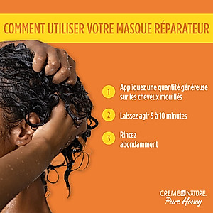 Hair Mask by Creme of Nature, Pure Honey, Coconut Oil and Shea Butter Formula, Moisture Replenish & Strength, 11.5 Oz