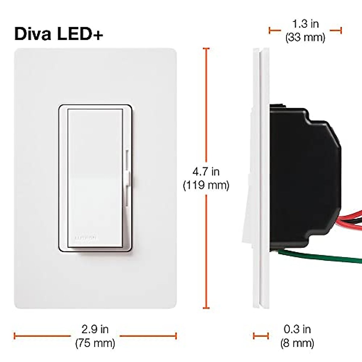 Lutron Diva LED+ Dimmer Switch for Dimmable LED, Halogen and Incandescent Bulbs, 150W/Single-Pole or 3-Way, DVSCCL-153P-PD, Palladium