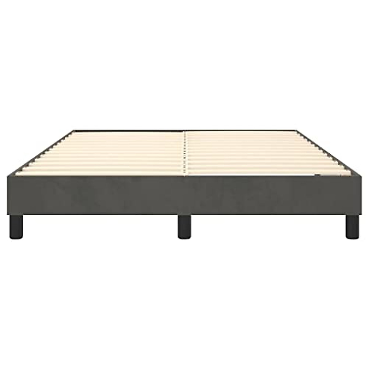 vidaXL Box Spring Bed Frame Home Indoor Bedroom Bed Accessory Wooden Upholstered Double Bed Base Furniture Dark Gray 53.9"x74.8" Full Velvet