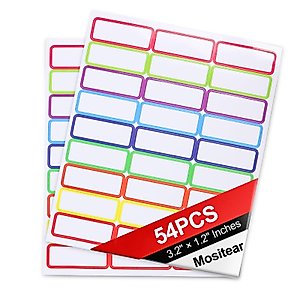 54pcs Magnetic Dry Erase Labels Colorful Name Tags Flexible Reusable Magnetic Label Stickers for White Board Refrigerator Locker Size 3.2"x1.2" by Mositear