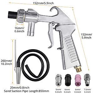 AMTOVL Sandblaster Gun Kit, Sandblaster + Sand Suction Pipe+ Ceramic Nozzles + Extra Iron Nozzle Tip Set for Abrasive Sand Blasting Derusting