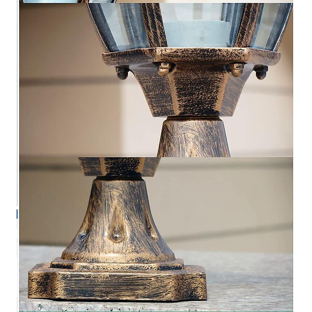 Post Lights Outdoor Post Light Post Cap Lights Wired Outdoor Waterproof Led Villa Patio Aisle Path Pillar Lamp Garden Decoration Landscape Light (Black) (Brass)