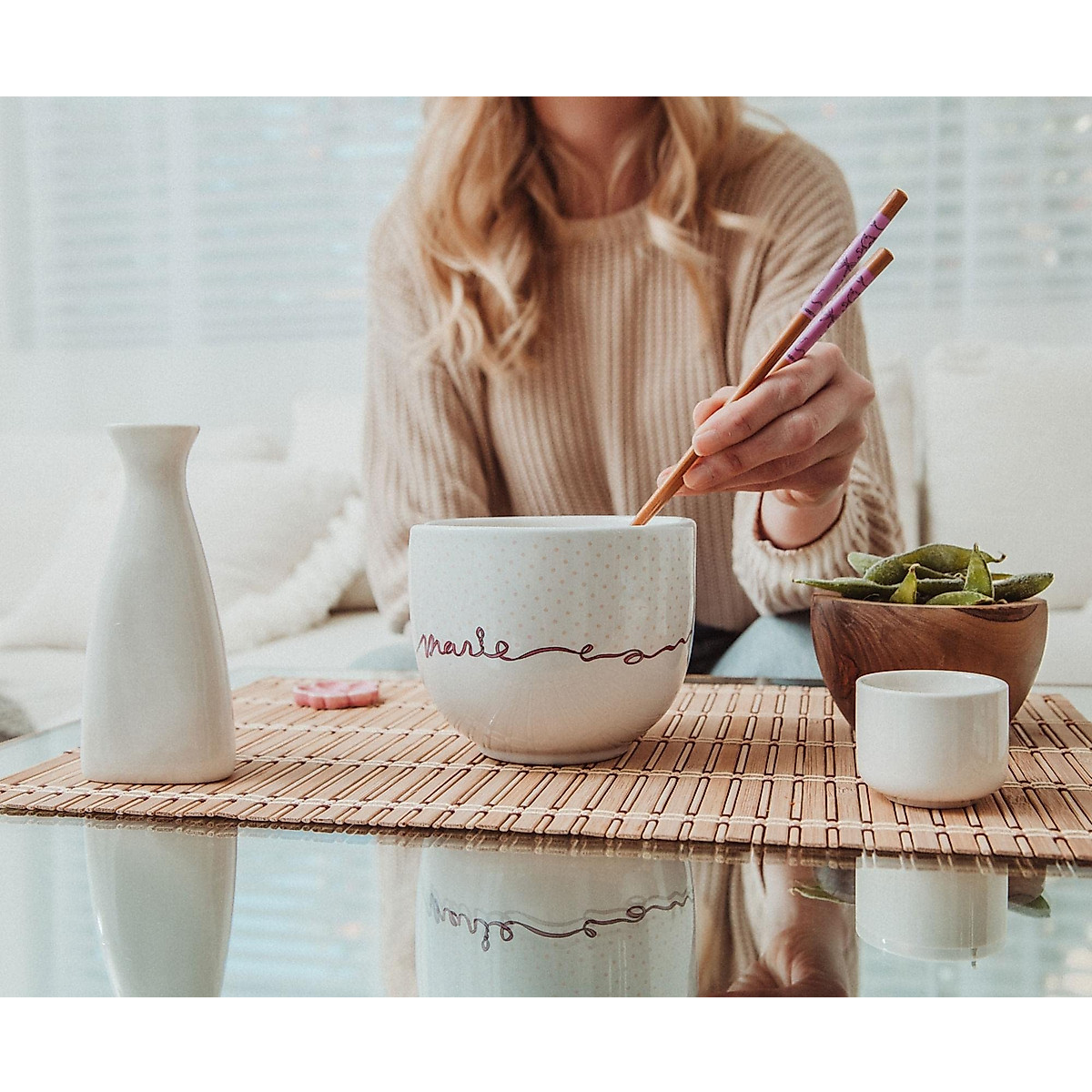 Disney The Aristocats Marie 20-Ounce Ceramic Ramen Bowl and Chopstick Set